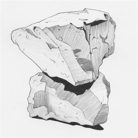 A Pencil Drawing Of A Rock Formation