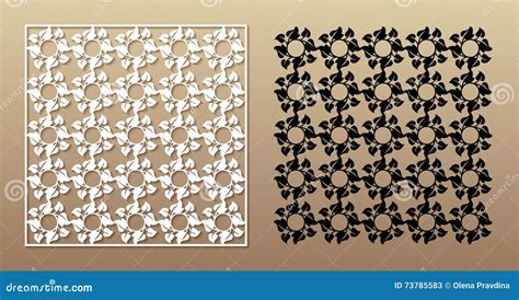 Openwork Square Panel With Floral Pattern Stock Vector Illustration
