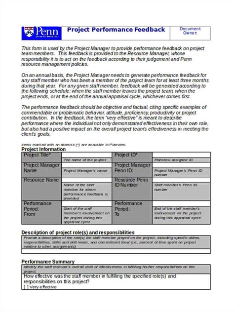 FREE Project Feedback Forms In PDF Ms WOrd FREE Project Feedback Forms In PDF Ms WOrd