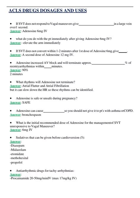 Acls Drugs Dosages And Uses 2024 2025 Questions With 100 Verified Answers And Comprehensive