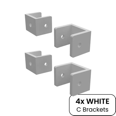 Barr Brackets C Type White 4pack Diy Fencing Supply Brisbane