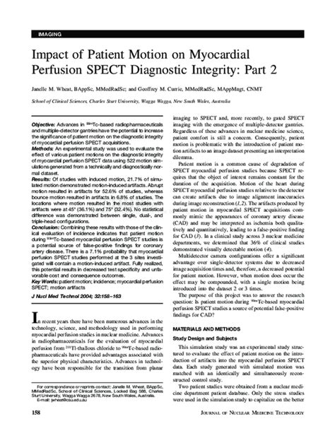 Pdf Impact Of Patient Motion On Myocardial Perfusion Spect Diagnostic Integrity Part 2