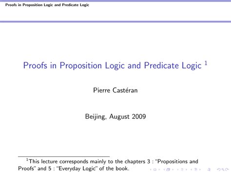 proofs in proposition logic and predicate logic