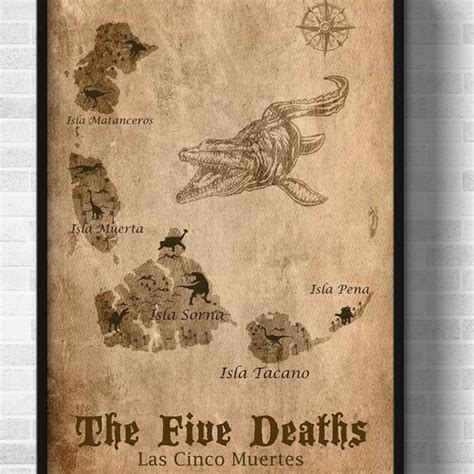 Jurassic Park The Five Deaths Map Poster Isla Sorna Site B Etsy Ireland