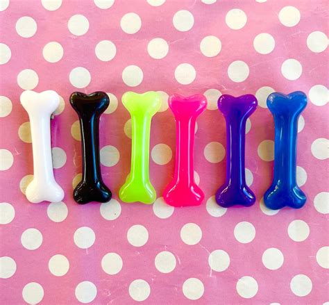 Kawaii Resin Bone Hair Clips In Pink Blue Purple Black Green And White