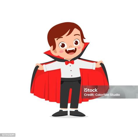 행복한 귀여운 어린 소년과 소녀가 할로윈을 축하 케이프드라큘라 뱀파이어 의상을 입고 어릿광대 서커스 공연자에 대한 스톡 벡터 아트 및 기타 이미지 어릿광대 서커스 공연자