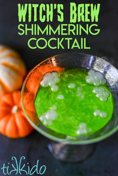 Shimmering Magical Witchs Brew Cocktail For Halloween