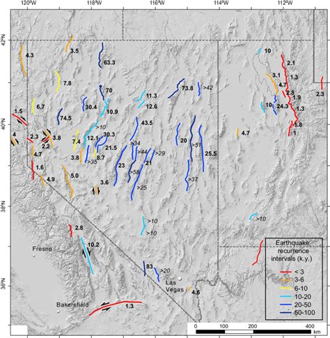Earthquake Recurrence Interval For Each Fault Bold Values Are Average Download Scientific