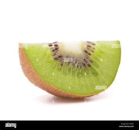 Sliced Kiwi Fruit Segment Isolated On White Background Cutout Stock