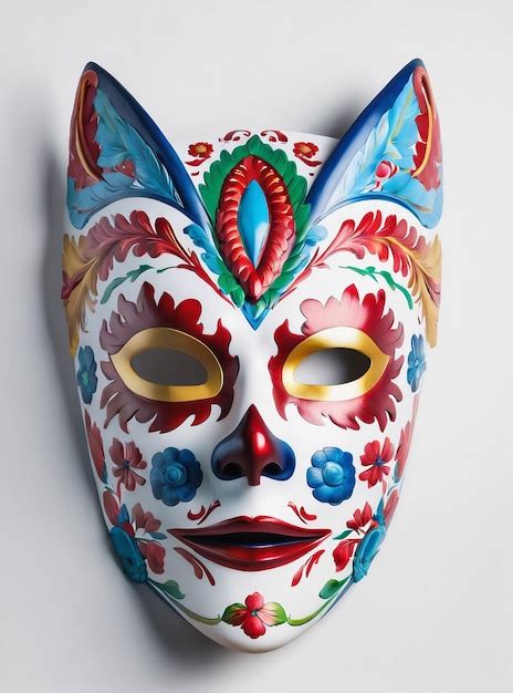 Máscara Mexicana En Fondo Blanco Máscara Facial Máscara De Cabeza