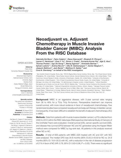 Pdf Neoadjuvant Vs Adjuvant Chemotherapy In Muscle Invasive Bladder Cancer Mibc Analysis