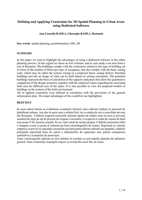pdf defining and applying constraints for 3d spatial planning in