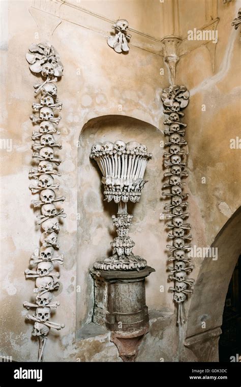 Old Bones Skulls In Sedlec Ossuary Kostnice Kutna Hora Czech