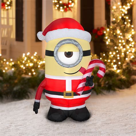 Gemmy Industries Airblown Minion Stuart Licking Candy Cane And Reviews