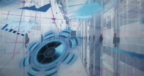 The Data Processing And Digital Information Flowing Through The Network Of Computer Servers Is A