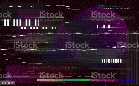 검은 배경에 글리치 텔레비전입니다 레트로 Vhs 배경 막입니다 Glitched 라인 잡음 및 색상 모양입니다 아무 신호입니다 벡터 일러스트 레이 션 문제에 대한 스톡 벡터