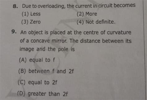 Due To Overloading The Current In Circuit Becomes 1 Less 2 More 3