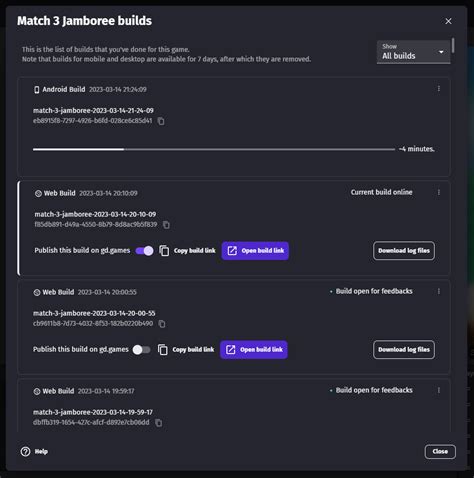 Show The Game Version Used For Each Build On The List Of Builds · Issue