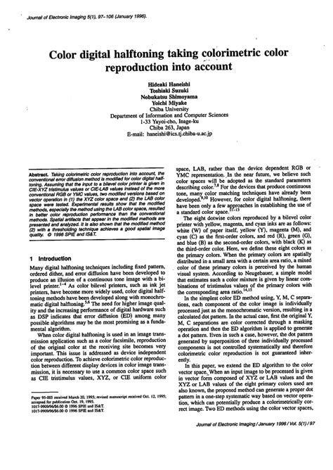 pdf color digital halftoning taking colorimetric color reproduction
