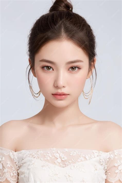 Premium Photo Portrait Of Beautiful Women With Blonde Top Knot Off