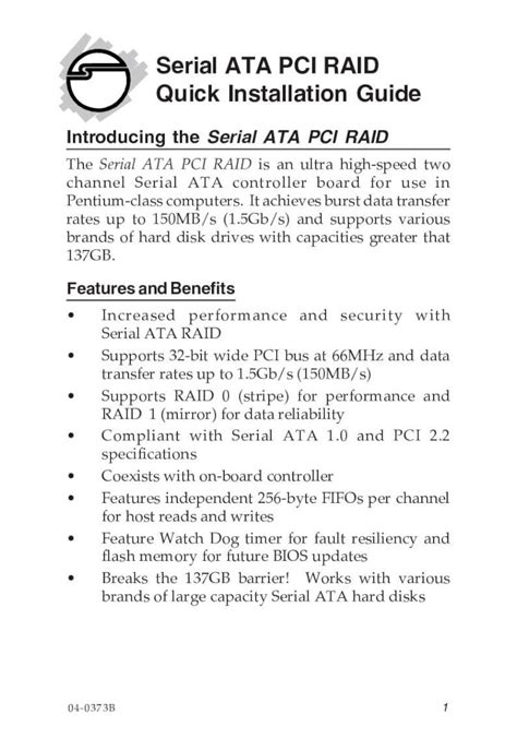 Pdf Serial Ata Pci Raid Quick Installation Guide Dokumentips
