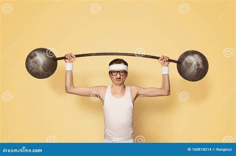 Funny Retro Sport Nerd Lifting Weights Royalty Free Stock Image CartoonDealer Com 160818214