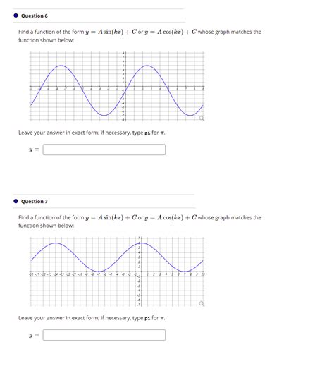 Solved Question 6 Find A Function Of The Form Y A Sinkx