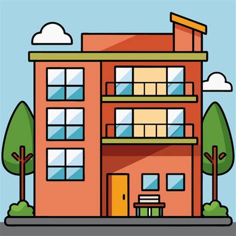 Escuela De Ilustración Vector De Edificios Vector Premium