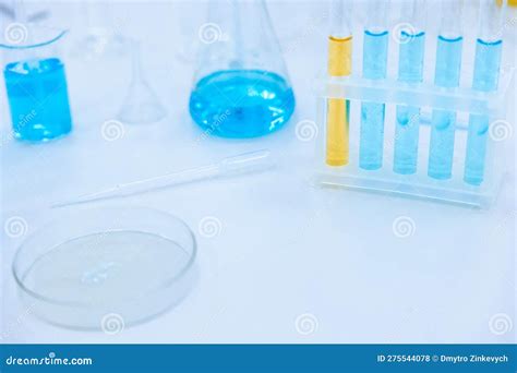 Chemistry Experiment Science Laboratory Flasks And Test Tubes Contain