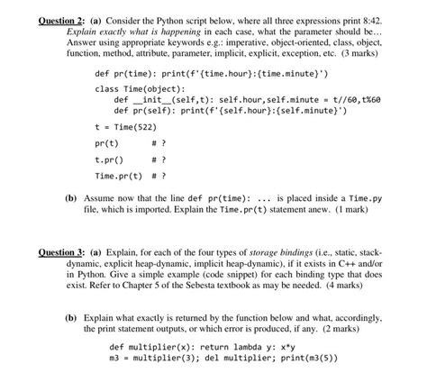 Solved Question 2 A Consider The Python Script Below Chegg Com