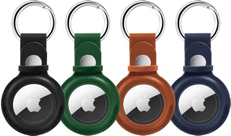 4 Pack Airtag Holder For Apple Air Tag Keychain Pu Leather