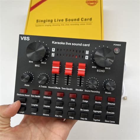 Sound card V8 V8s V8S pro thu âm livestream với các dòng mic như bm900 at100 bm800 Shopee