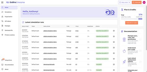 Gatling Enterprise Usage Overview