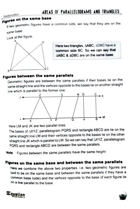 Solution Areas Of Parallelograms And Triangles Detailed Notes With