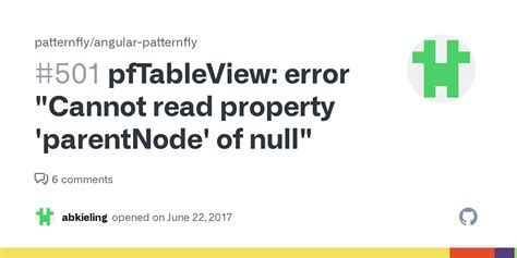 PfTableView Error Cannot Read Property ParentNode Of Null Issue