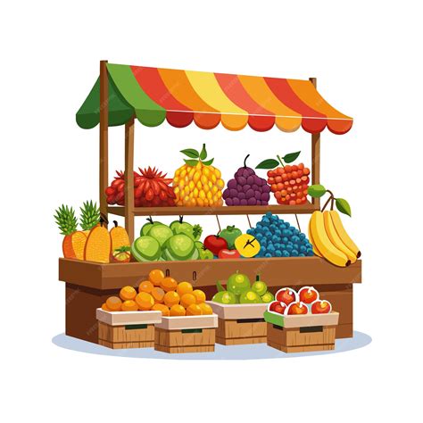 Premium Vector A Fruit Stand With Fruits And Vegetables On It