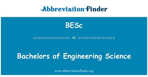 Besc Stands For Bachelors Of Engineering Science Abbreviation Finder