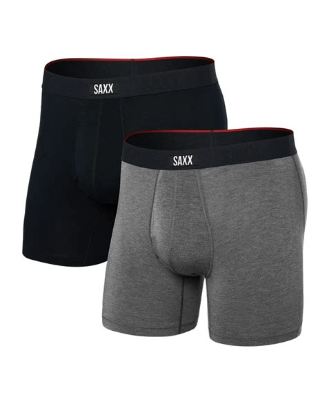 Vibe Xtra Soft Comfort Boxer Brief Fly 2pk Blackgrey