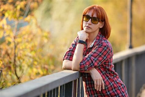 Close Up Portrait Of Sensual Redhead Outdoors Autumn S Warm Embrace