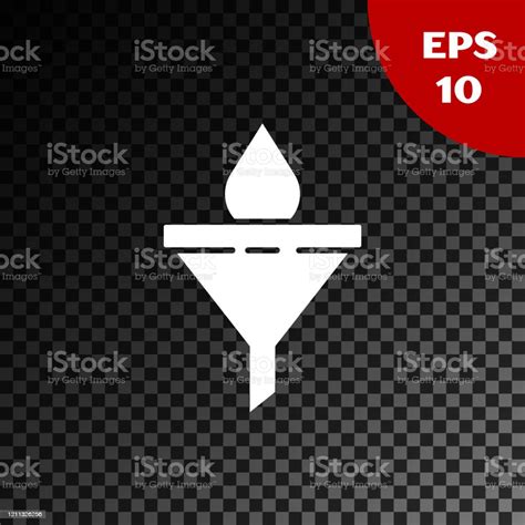 투명 한 어두운 배경에 격리 된 흰색 깔때기 또는 필터 및 모터 오일 드롭 아이콘입니다 벡터 일러스트레이션 과학 실험에 대한 스톡 벡터 아트 및 기타 이미지 Istock