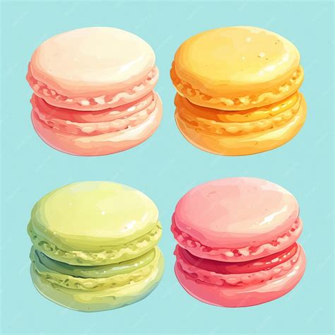 Premium Vector Delicate Macarons Colorful Cartoon Style