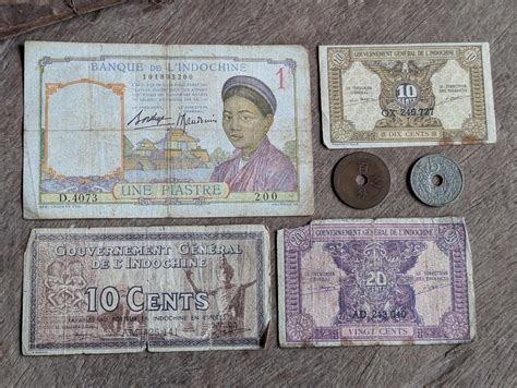 Old Paper Money 1936 Banque De Lindochine Bank Of Indochina Une