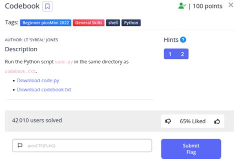 picogym challenge 01 general skill solve codebook by guelor feb