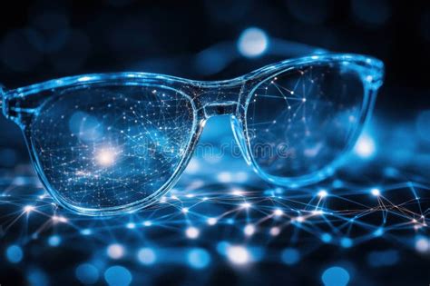 Futuristic Glasses With Glowing Connections Reflecting Advanced