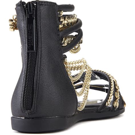 Shiekh Womens Love All Flat Jeweled Sandal Love All Black Shiekh