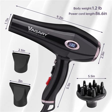 Vagary Professional Salon Hair Dryer 2200w With Icd Displaynegative