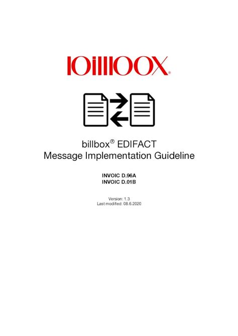 Pdf Billbox Edifact Message Implementation Guideline Dokumentips