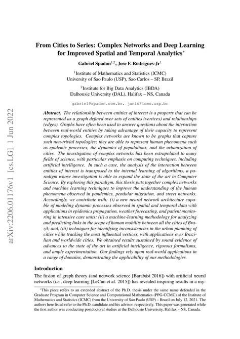 Pdf From Cities To Series Complex Networks And Deep Learning For Improved Spatial And
