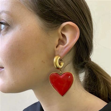 Vintage Big Red Heart Drop Earrings For Women 2020 New Personality