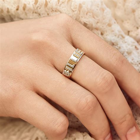 Custom 18k Gold Block Ring With Zirconia Sterling Silver 925 Jewelry